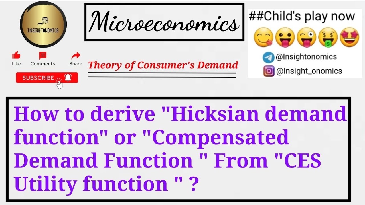 "Hicksian demand function" or "Compensated Demand Function " From "CES ...