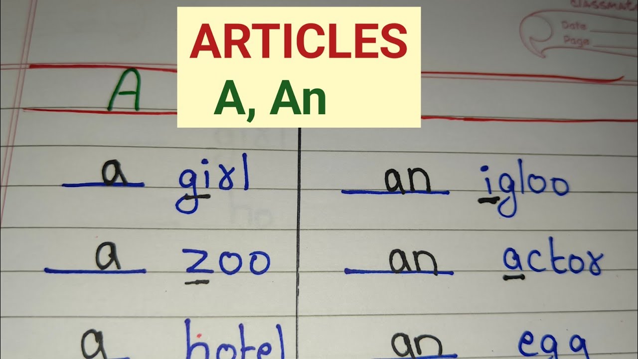 ARTICLES A, An / Examples A, An Articles/ English Grammar - YouTube