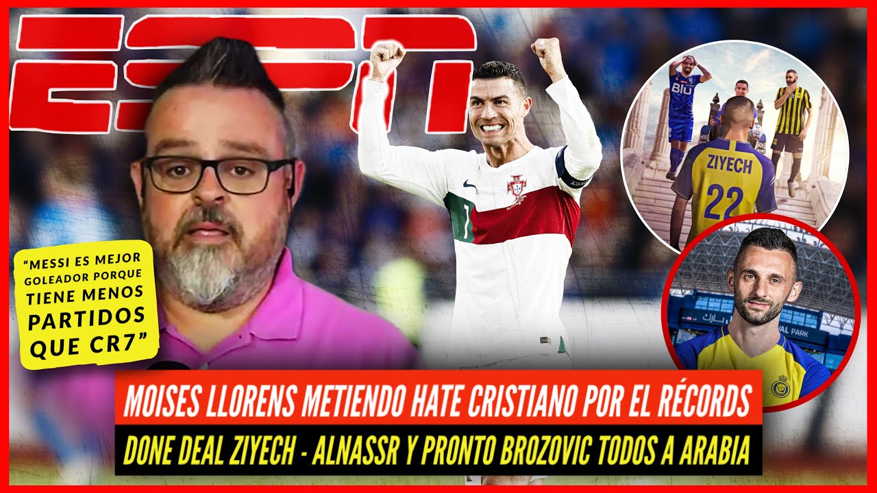 🤬 MOISES LLORENS de ESPN LLORANDO por el RECORD y GOL de CRISTIANO 🔥 ...