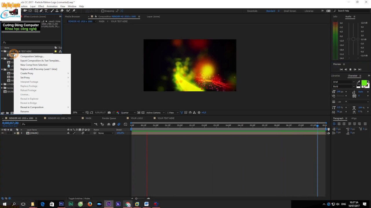 Hướng dẫn sử dụng phần mềm adobe after effect CC 2017 - YouTube