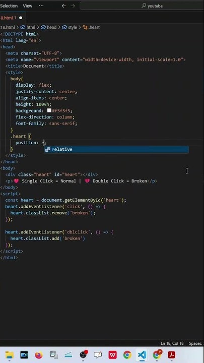 Heart Break Animation Using Html Css And Javascript 💔 Single And Double Click Effect Htmlcss