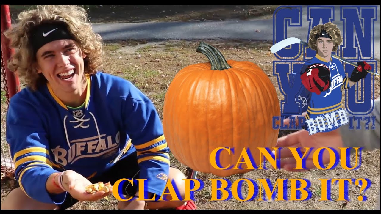EXPLODING PUMPKINS WITH SLAP SHOTS | (Can you Clap Bomb it? ep.5) - YouTube