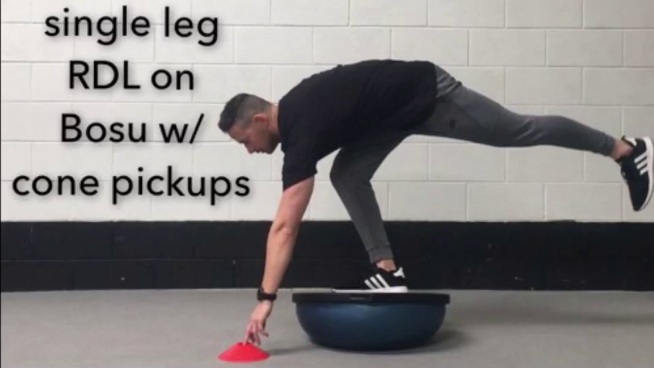 Single leg cone pickups on Bosu. Another exercise to add to your lower ...