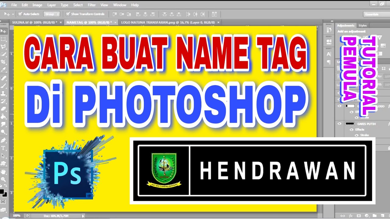 Cara Buat Name Tag Di Photoshop - YouTube