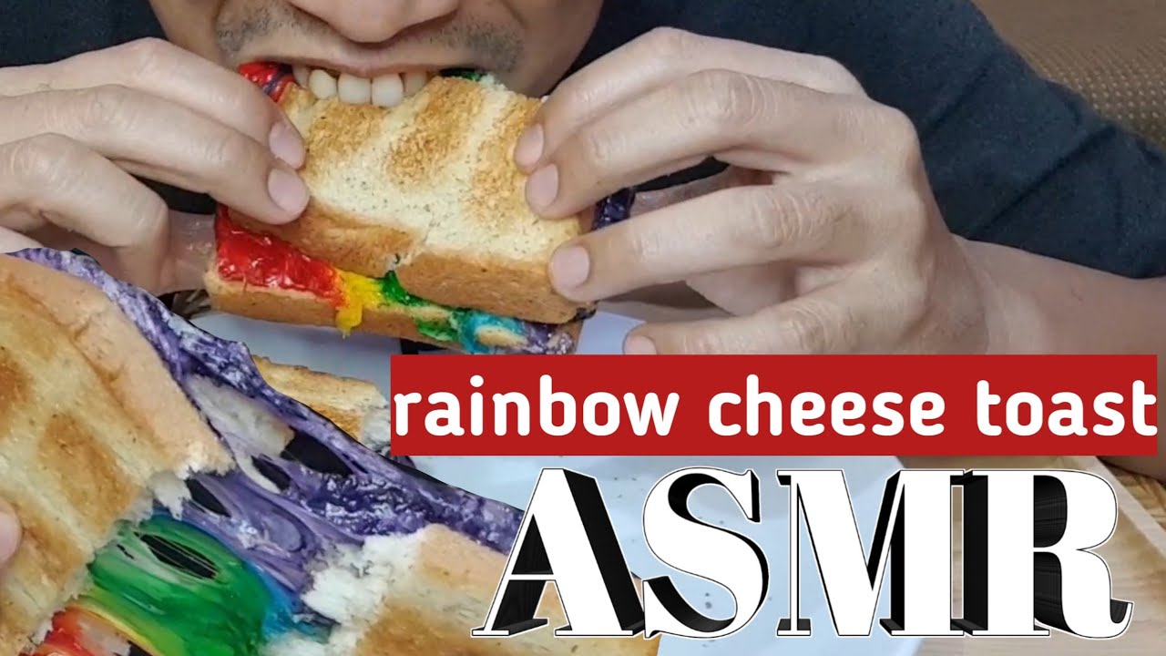 #ASMR Eating Sounds | Rainbow cheese toast Rainbow Grilled Cheese ...
