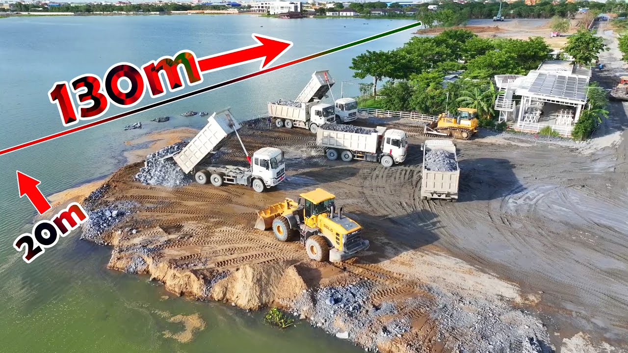 Amazing! New Road Construction Cross Deep Water Operation By Dozer ...
