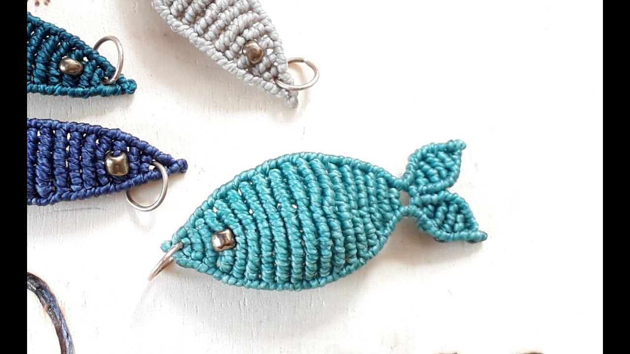 Tutorial ciondolo pesce 🐟 macramé fish pescado [ tutorial in italiano ...