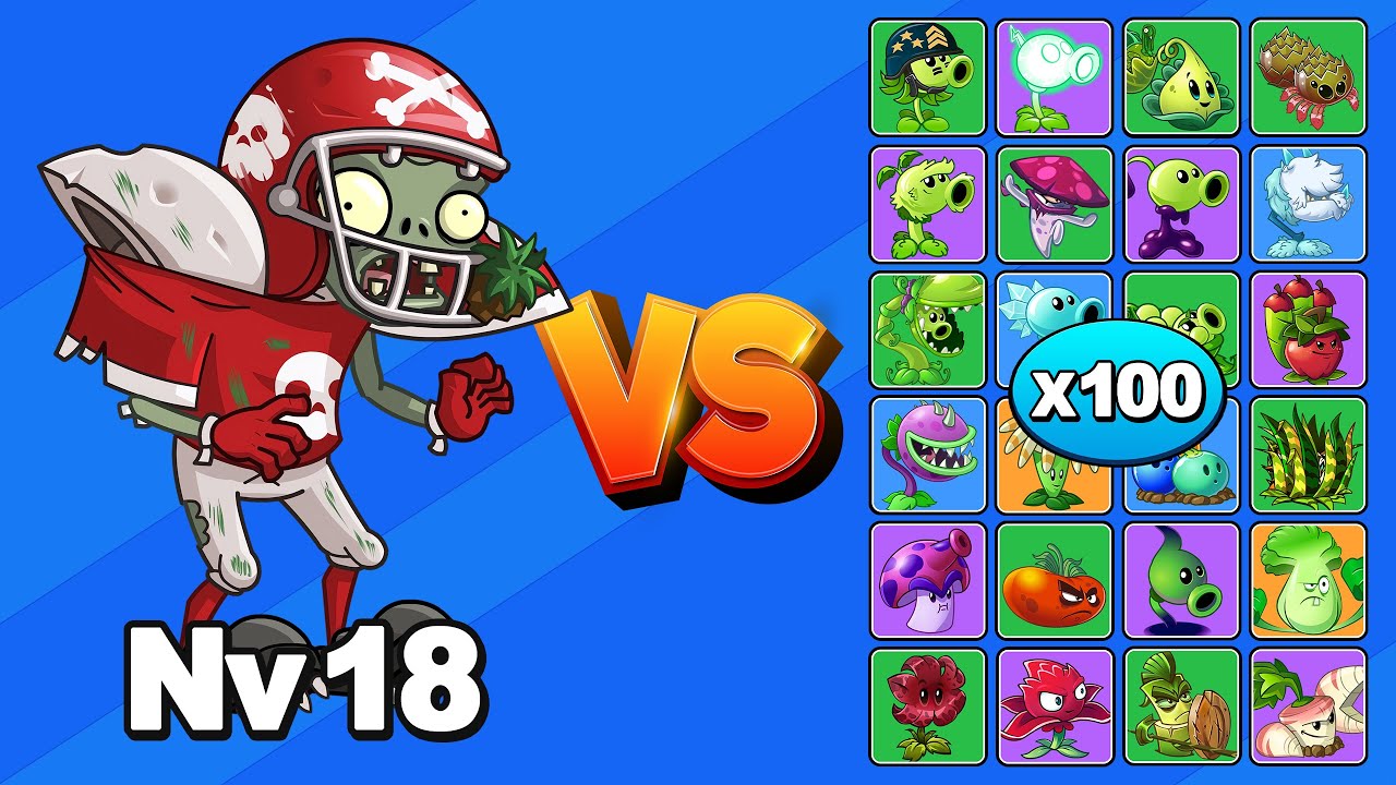 ZOMBI ALL STAR Nv18 vs 100 PLANTAS Nv MAX | Plants vs Zombies 2 - YouTube
