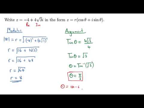 Schreiben Sie z = −4+4√3i in der Form z = r(cosθ +isinθ)