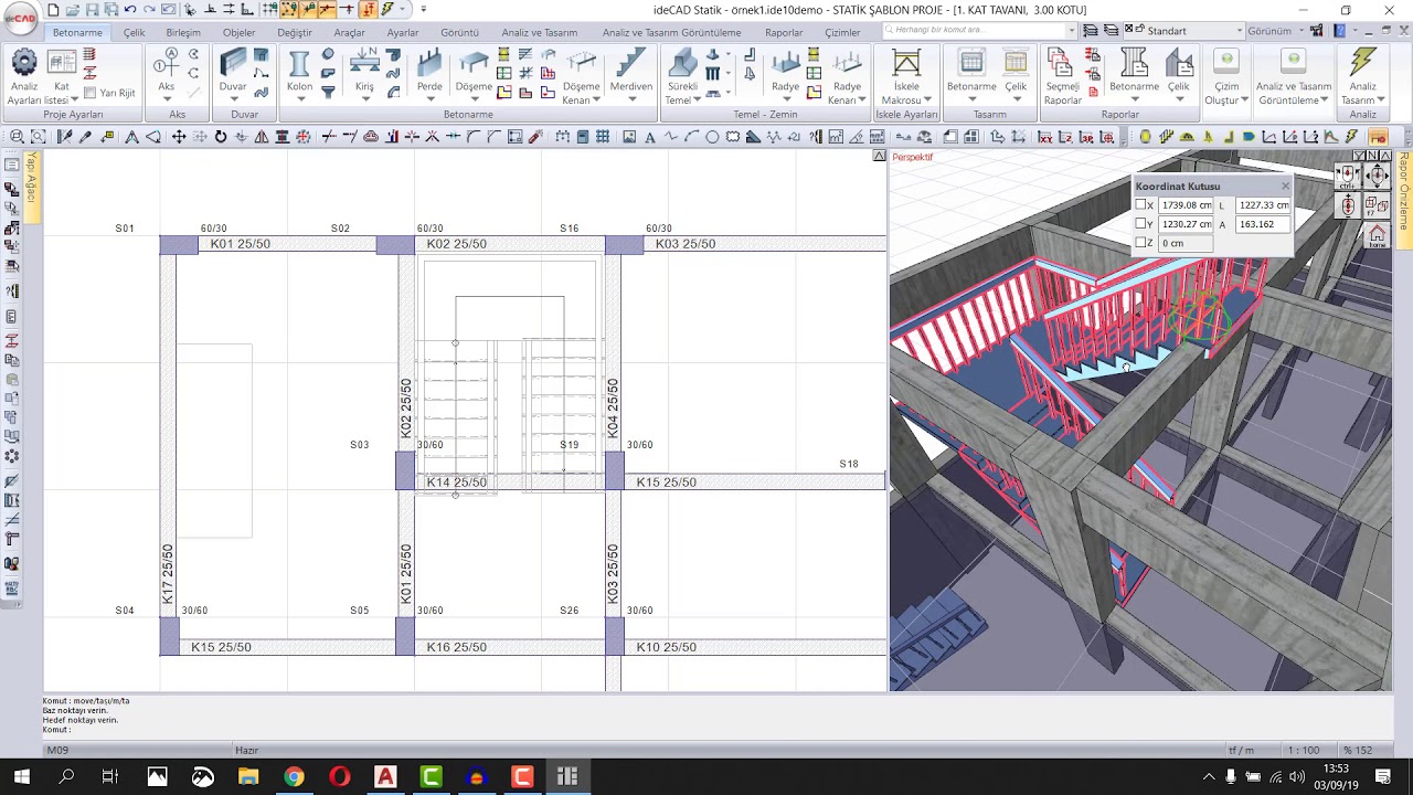 İdeCAD Statik v10 Eğitim Seti | Projeyi Mimariye Uydurmak | Ders #09 ...