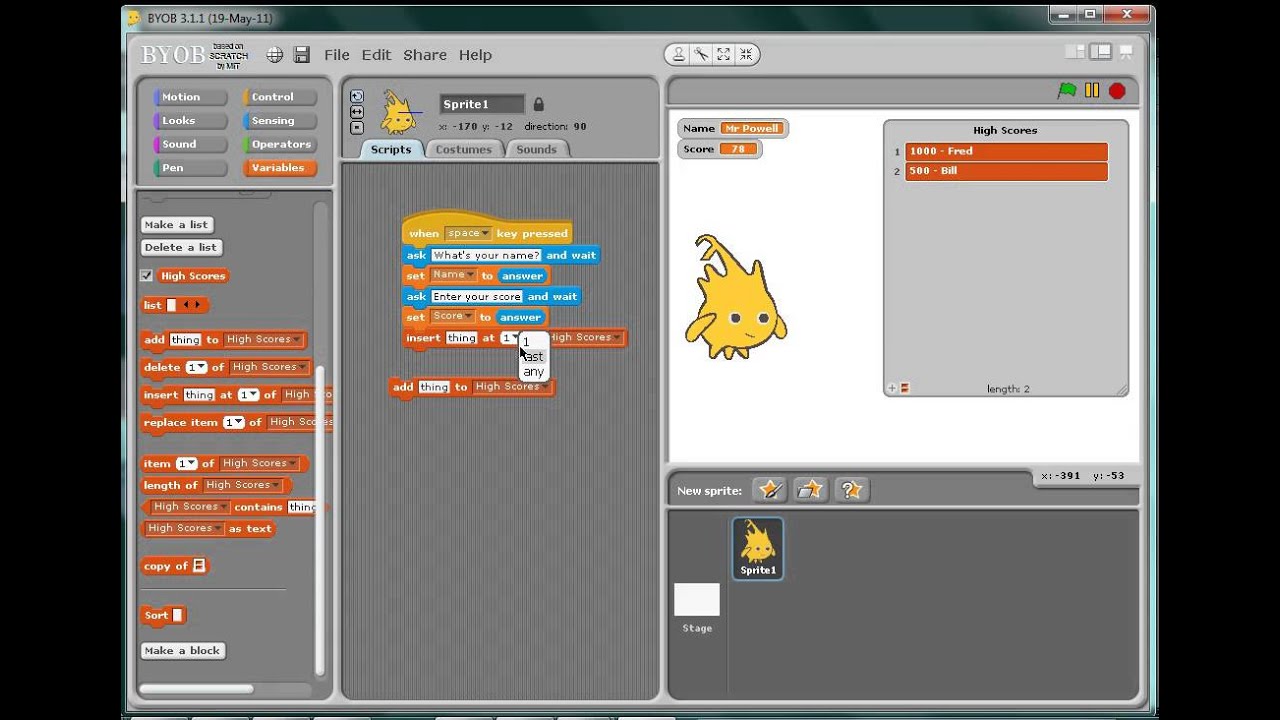 Using Lists in BYOB - YouTube