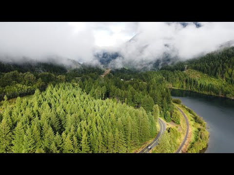 Flying over Gates Lake (Birken Lake), British Columbia, Canada. August ...