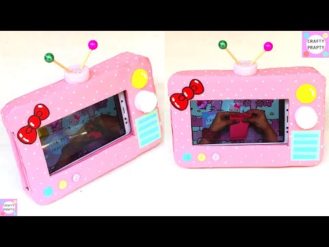 DIY TV Shaped cell phone Holder | best out of waste |recycle craft | Retro Tv phone Stand|