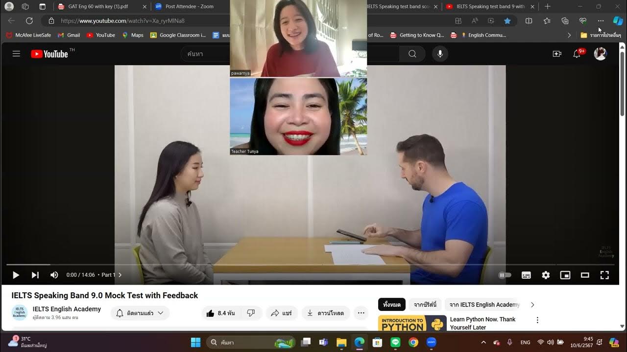 IELTS Class on Speaking Part 1 Section with N Wan by T Tunya - YouTube