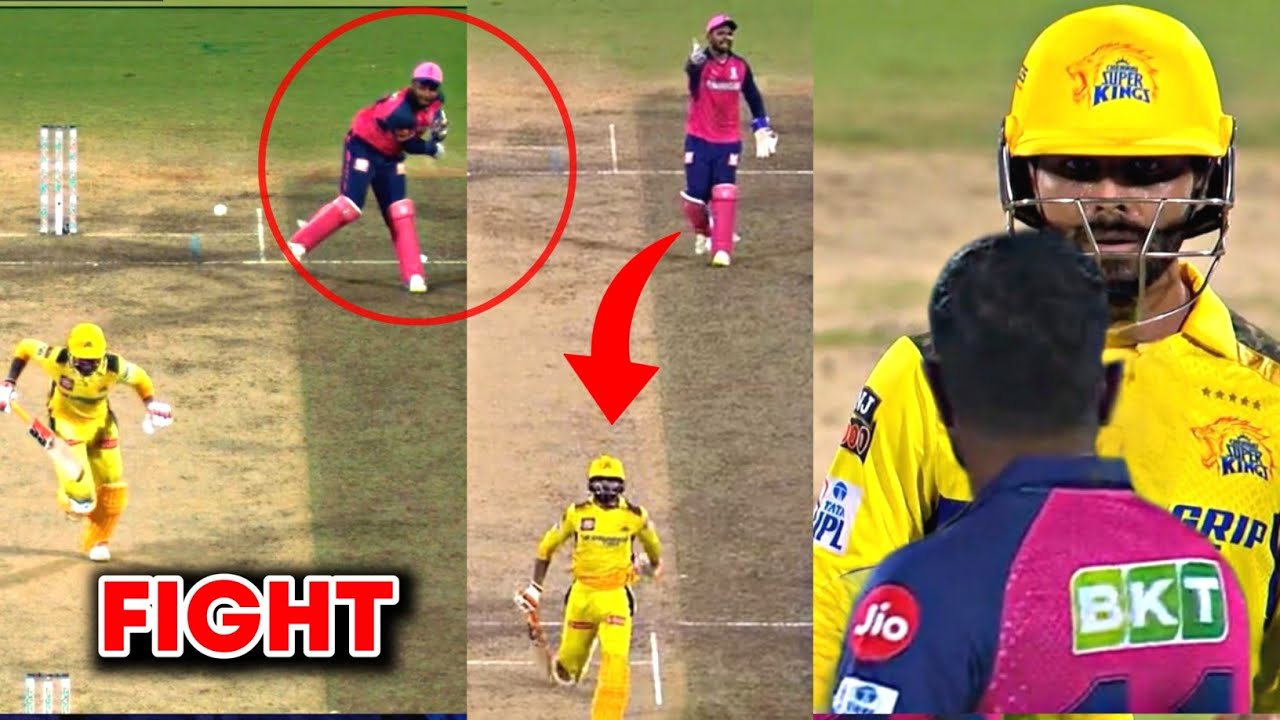 Huge Drama Ravindra jadeja Fight with umpires and sanju samson after ...