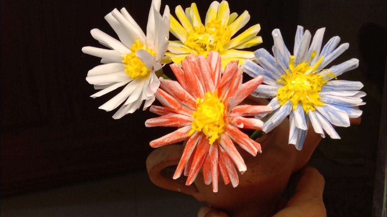 Aster flower making easy tutorial l paper flower craft idea #diy # ...
