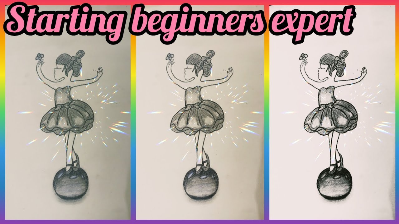 How to draw a cute little dancing girl easy drawing/Draw a cute little ...