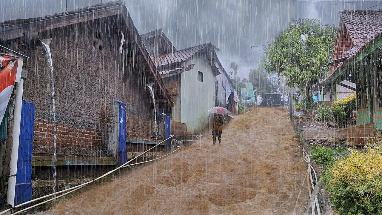 Heavy rain and flooded my village | Get rid of insomnia and fall asleep ...