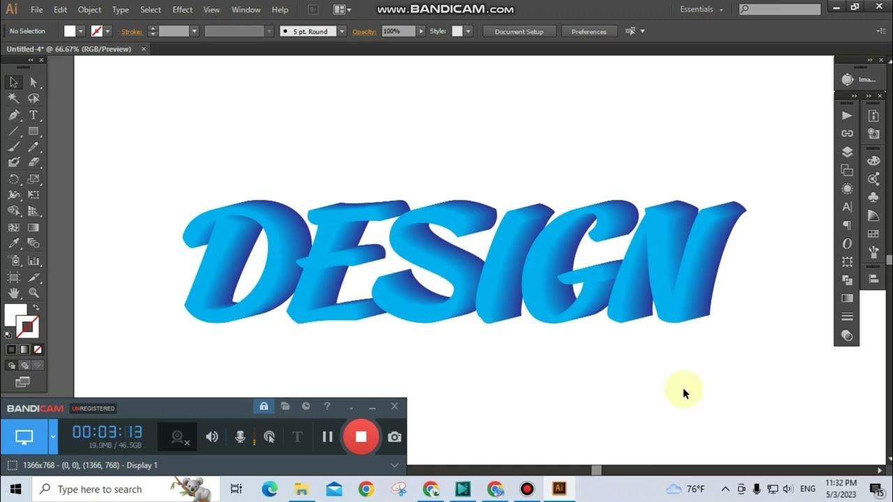 3D Blend Text Effect in Adobe Illustrator Cc - YouTube