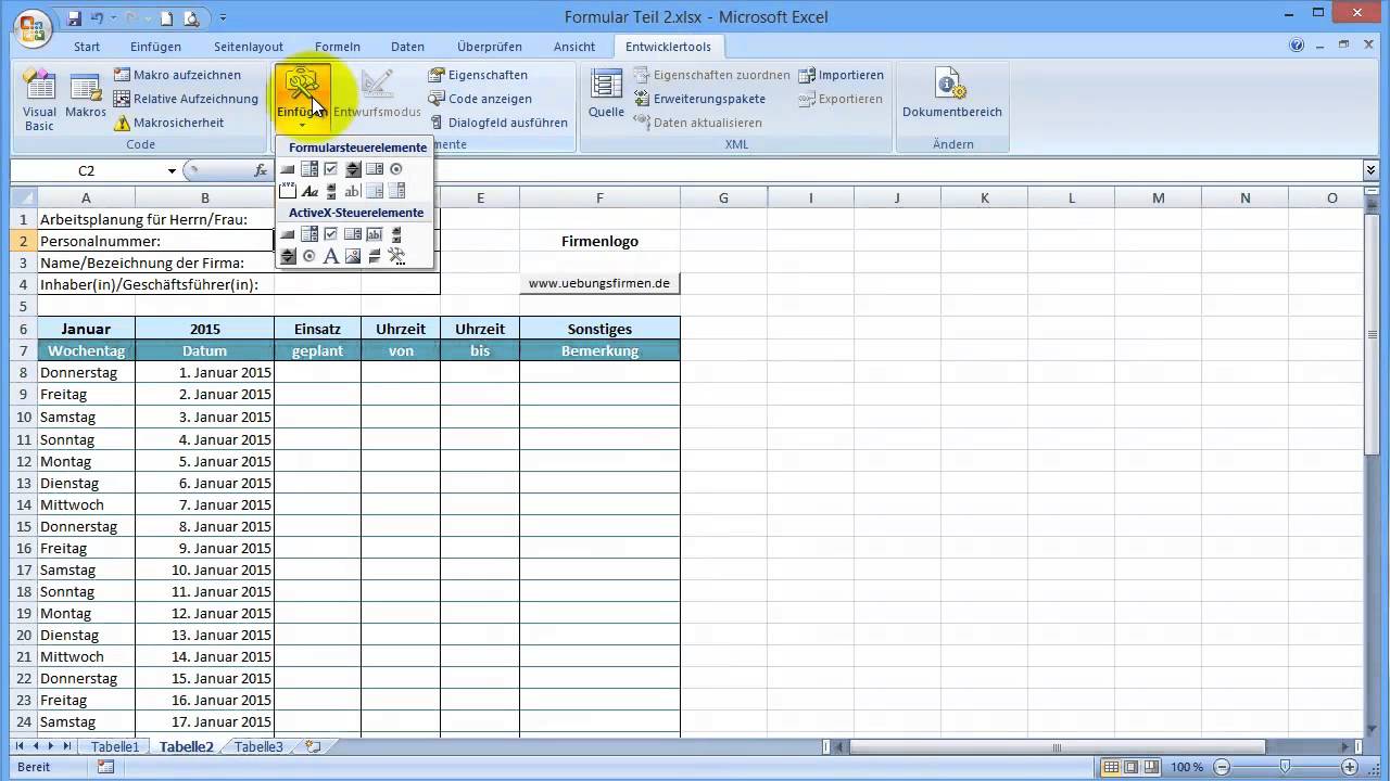 Lektion 26 Excel 2007 Formular Teil 2 - YouTube