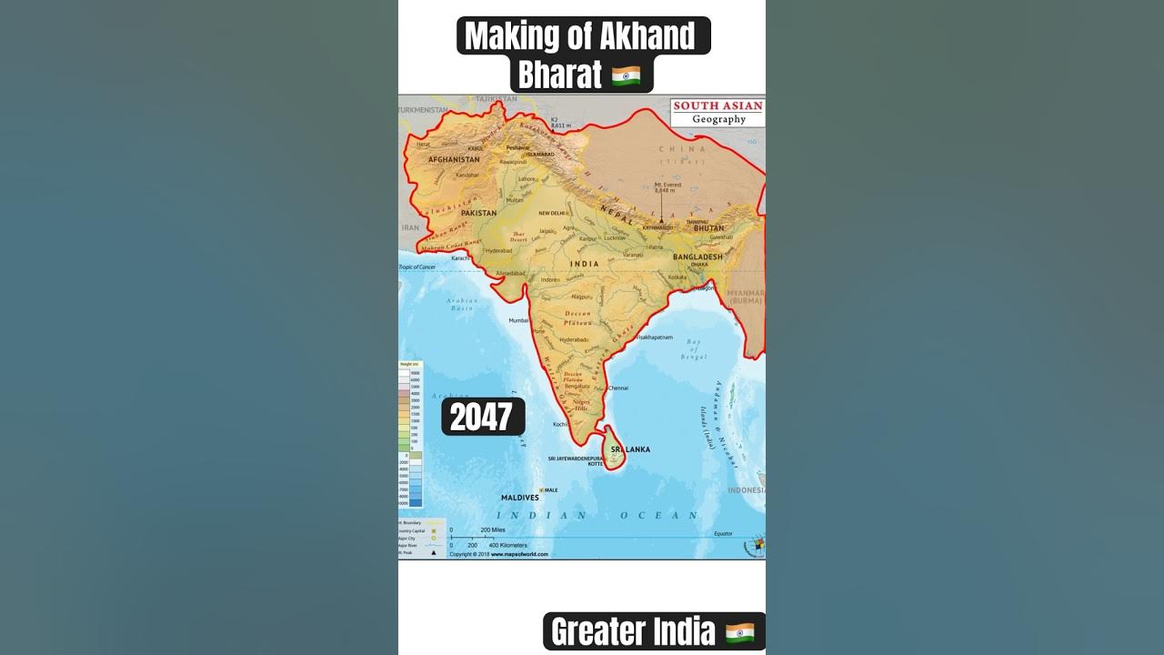 Map of Akhand Bharat 🇮🇳 #geography #map #india #pakistan #china #shorts #bharat #modi - YouTube