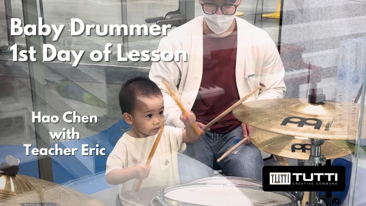 Baby Drummer Hao Chen's First & Second Day of Drum Lesson with Teacher ...