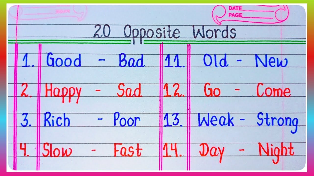 20 Opposite Words/Opposite Words In English/Opposite Words l Opposite ...