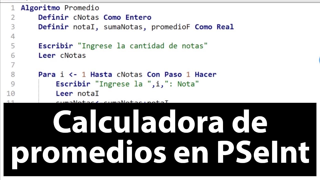 Calculadora de promedios en PSeInt - YouTube