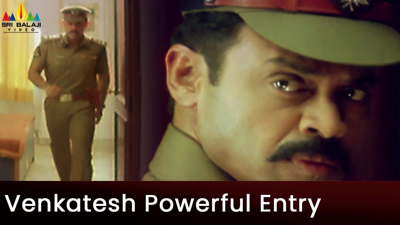 Venkatesh Powerful Entry as Police Officer | Gharshana | Telugu Movie ...