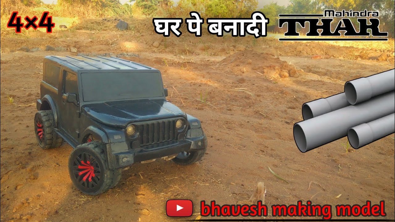 Diy 4×4 Mahindra Thar using pvc pipe with gear motor.Rc car stearing ...