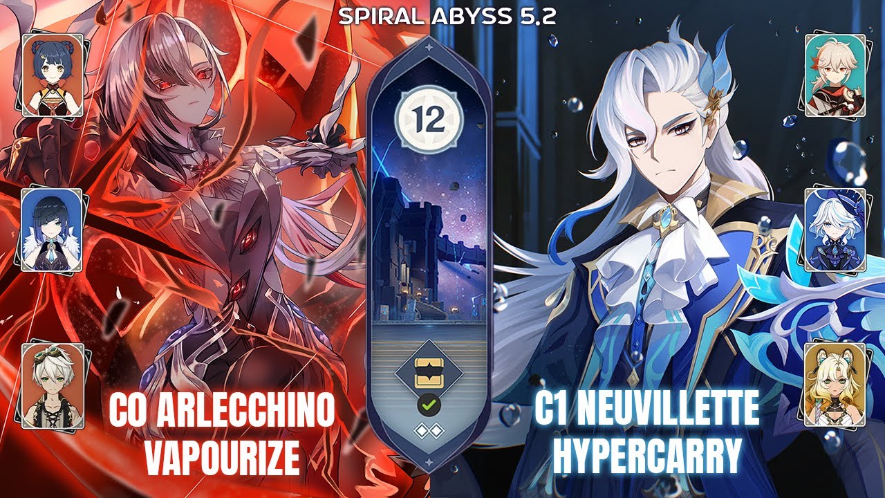 【GI】C1 Neuvillett HyperCarry x C0 Arlecchino Vapourize - Spiral Abyss 5 ...