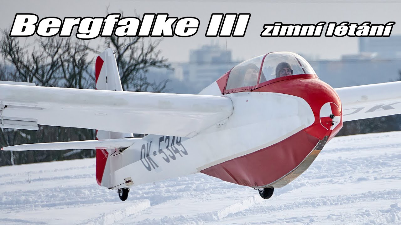 Bergfalke III - zimní létání na sněhu - YouTube