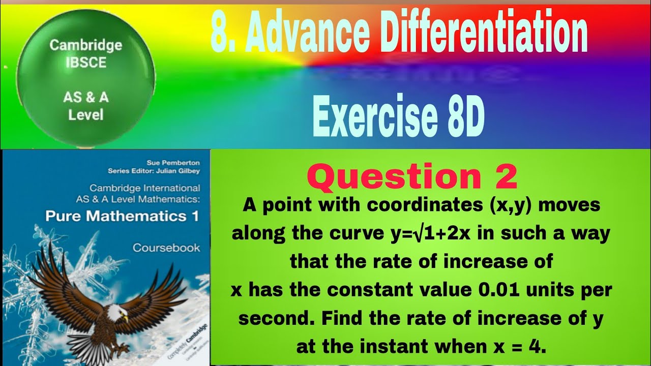 A point with coordinates (x, y) moves along the curve y= √1+2x in such ...