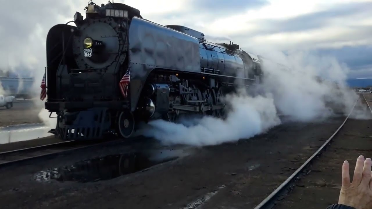 Historic Union Pacific Steam Engine #844 Start Up Launch - YouTube