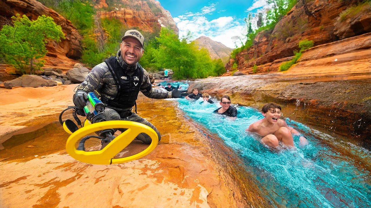 Searching for Treasure at FAMOUS SLIDE ROCK!! (mystery fish) - YouTube