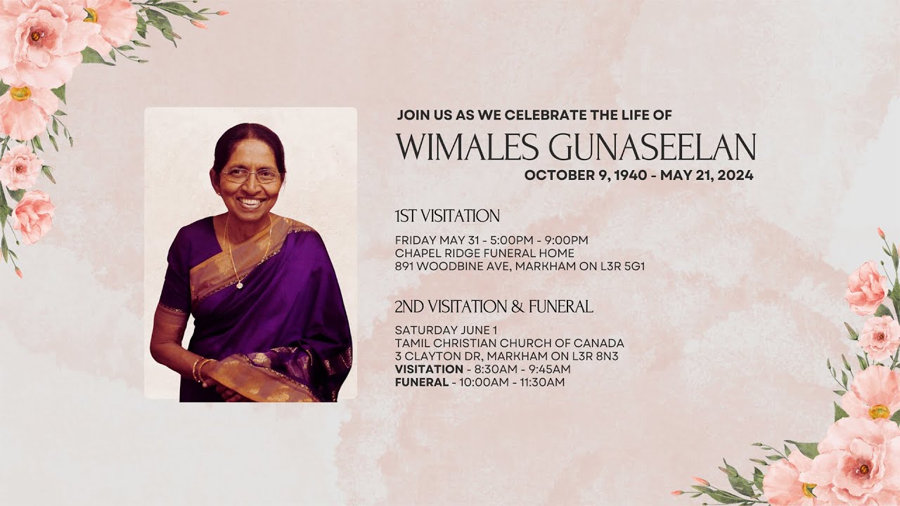A Celebration of Life for Wimales Gunaseelan - YouTube