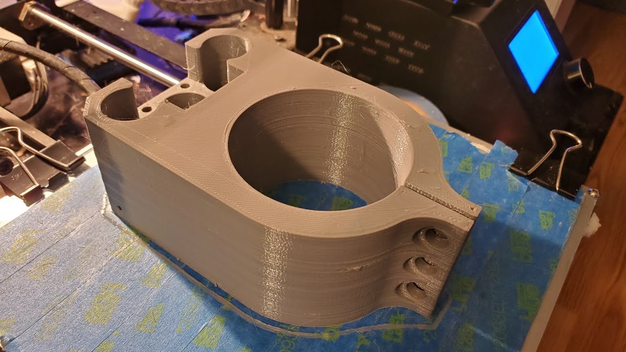 24 hour 3D print 3040 CNC 65mm spindle clamp - YouTube