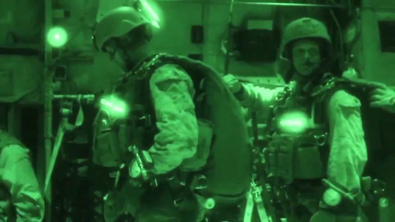 USMC Force Recon Platoon Conducts Night Parachute Operations Over ...