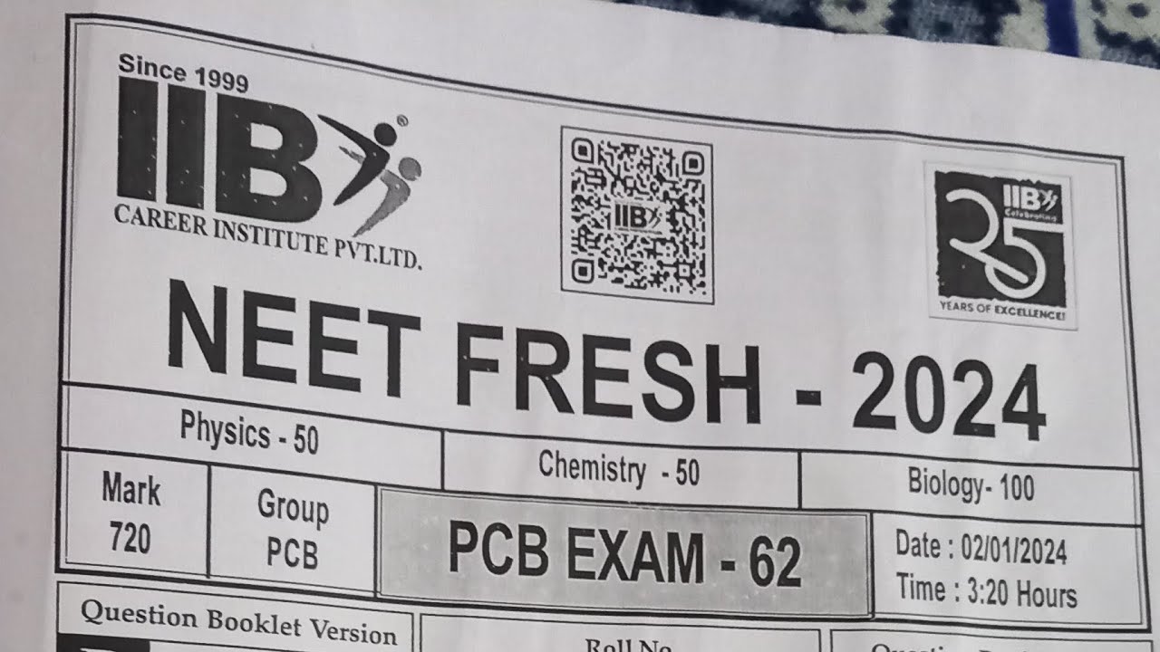 Iib test series paper | Neet paper 2024 solution paper iib material # ...