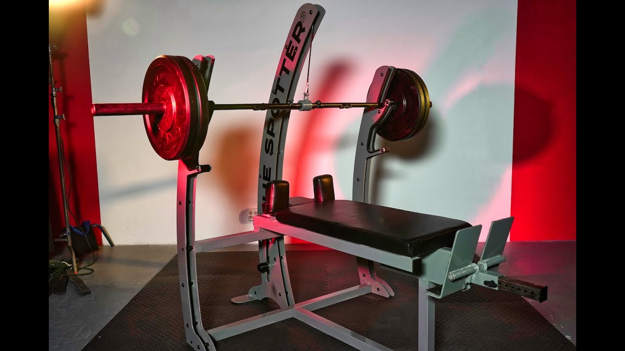 The Spotter Patented Self Spotting Bench Press Machine - YouTube