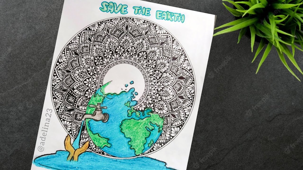 Happy Earth Day Drawing | Save The Earth | Beautiful Mandala Art For ...