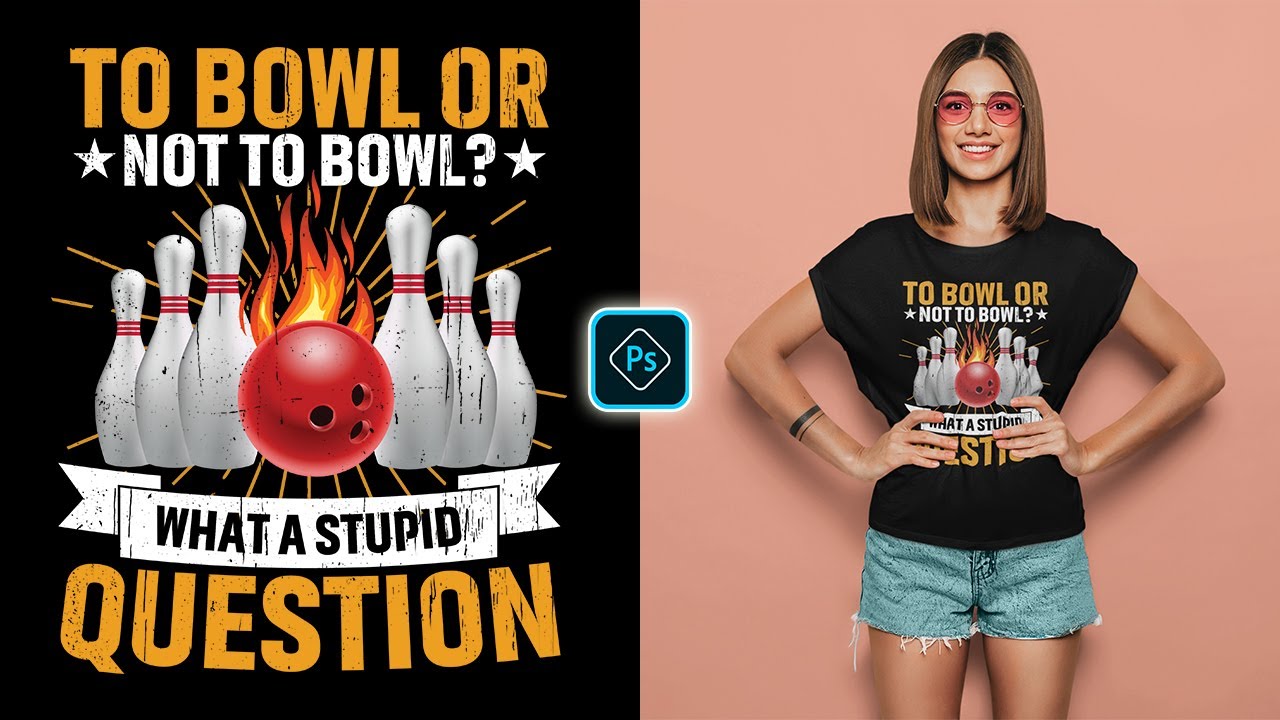 Bowling T-Shirt Design On Photoshop Tutorial - YouTube