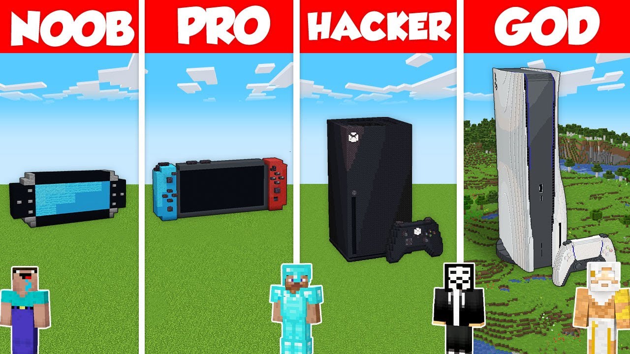 GAME CONSOLE BASE HOUSE BUILD CHALLENGE - Minecraft Battle: NOOB vs PRO ...