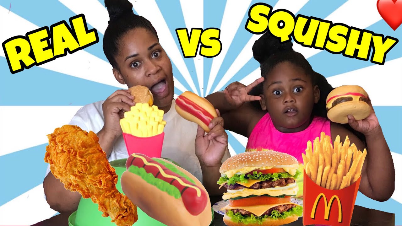 Squishy Food vs Real Food Challenge! Mom Vs Daughter - YouTube
