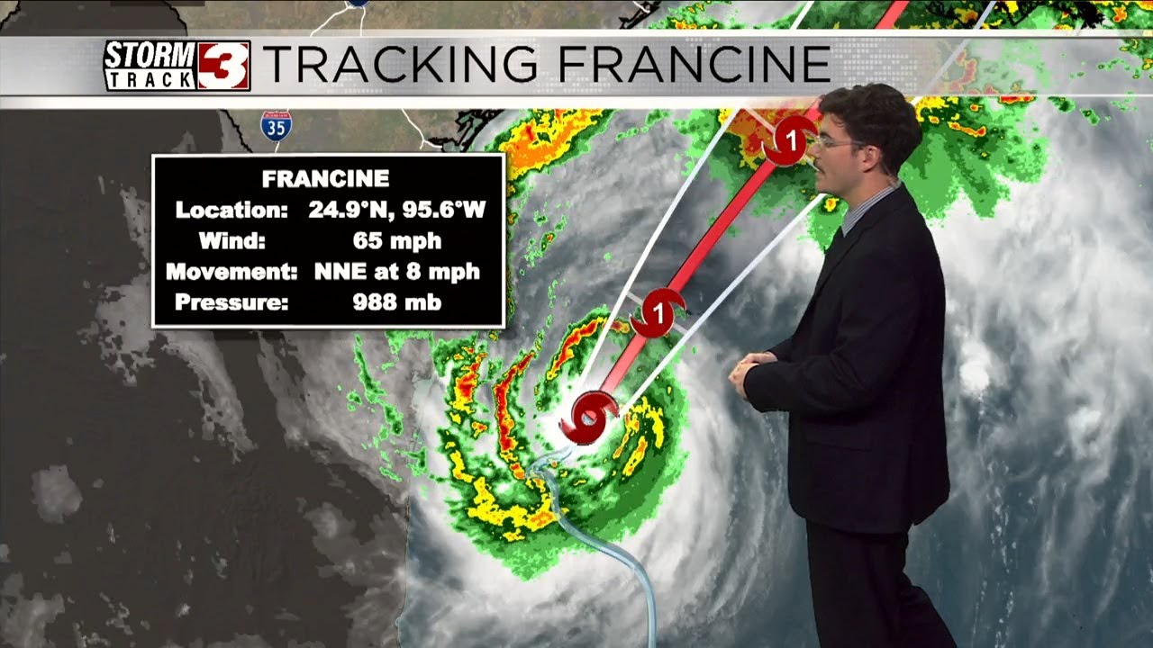 Francine heading our way with widespread rainfall - YouTube