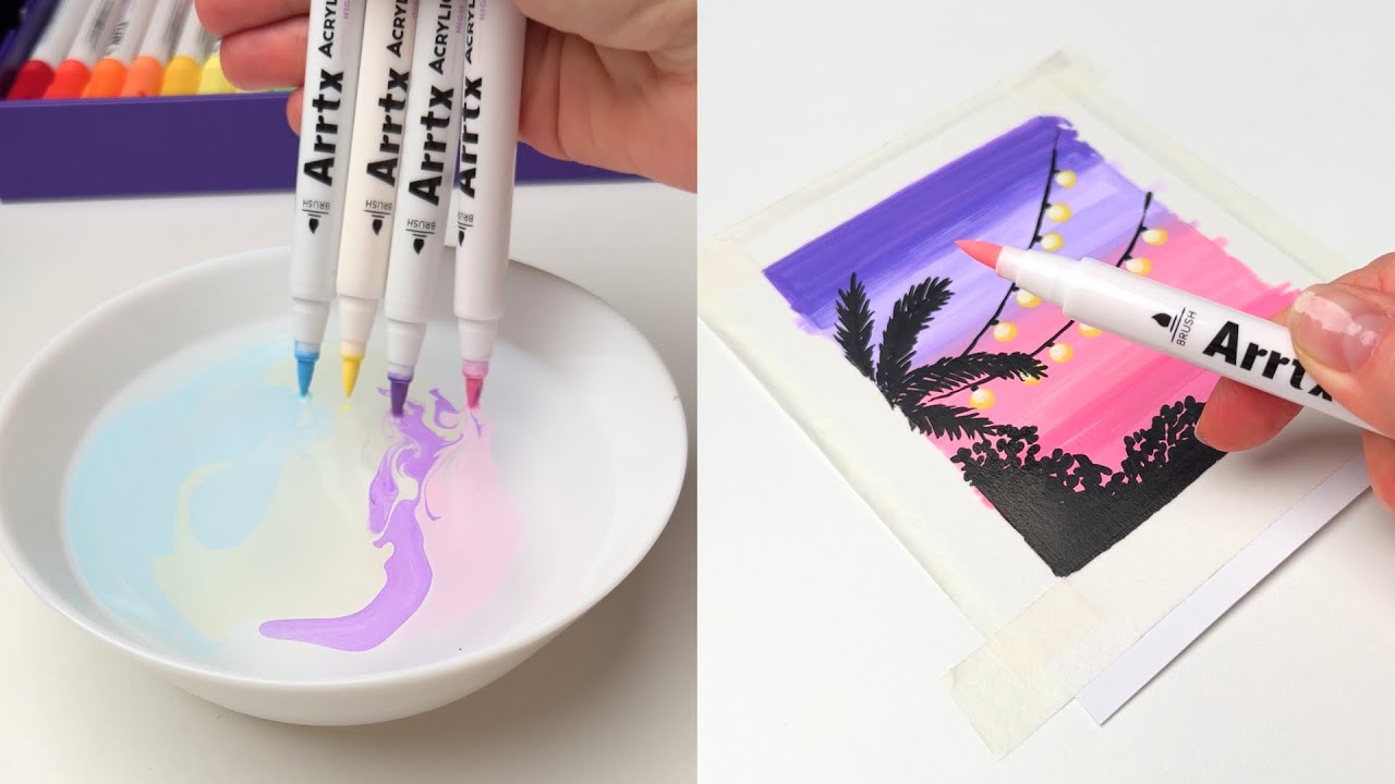 3 COOL ART HACKS for Beginners with Arrtx Acrylic Markers - YouTube
