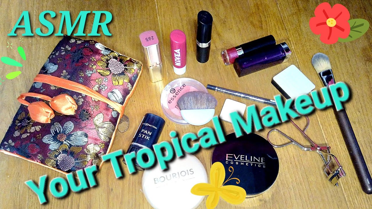 ASMR Doing Your Tropical Makeup Whisper Mouth Sounds Tapping 💋 - YouTube