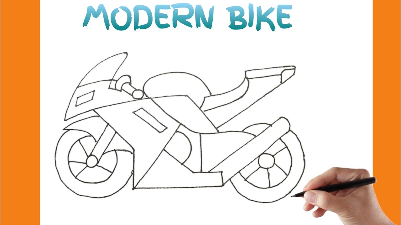 How To Draw Modern Bike For Kids And Toddlers || Easy Drawing Step By ...