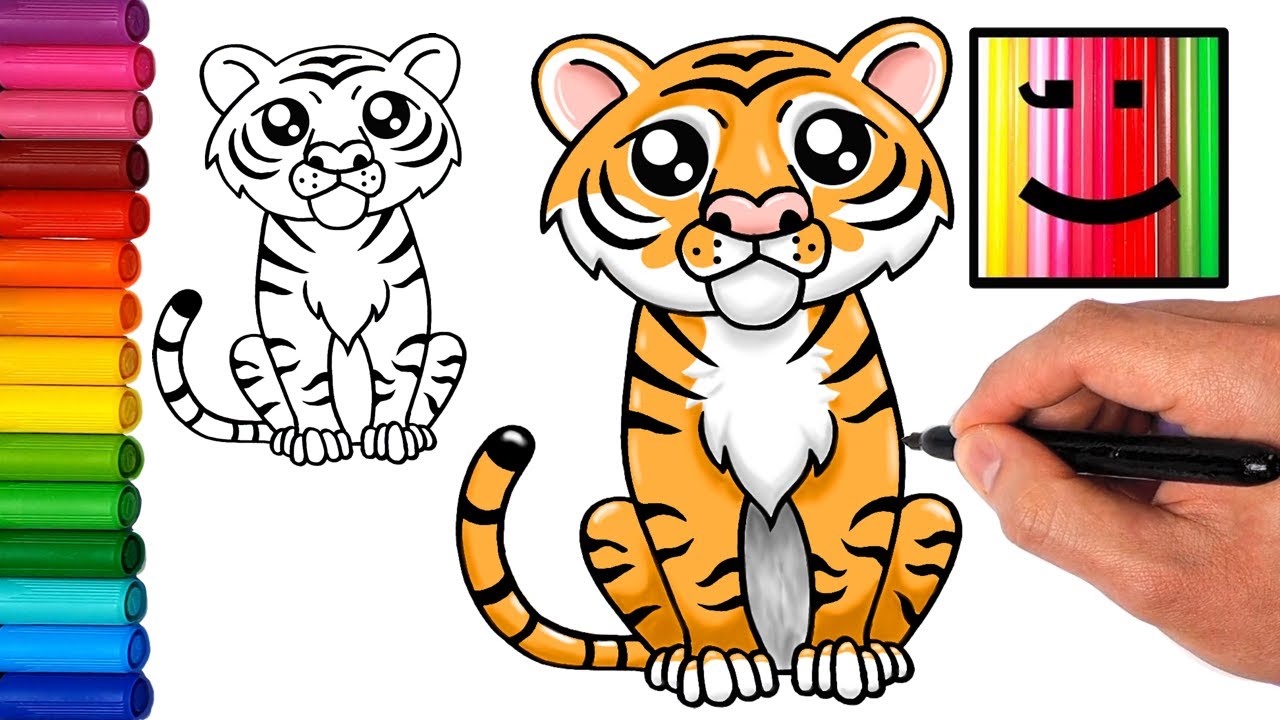 Comment Dessiner un TIGRE KAWAII l Dessin Facile d'un Animal - YouTube