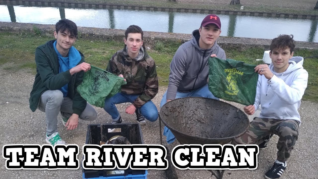 Dépollution et pêche à l'aimant avec 4 de mes élèves TEAM RIVER CLEAN - YouTube